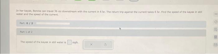 Solved In her koyak, Bannie can travel 36mi downstream with | Chegg.com