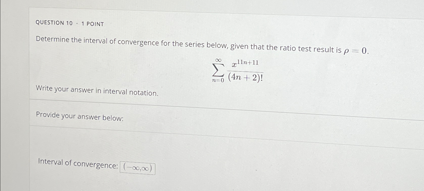 Solved QUESTION 10*1 ﻿POINTDetermine the interval of | Chegg.com