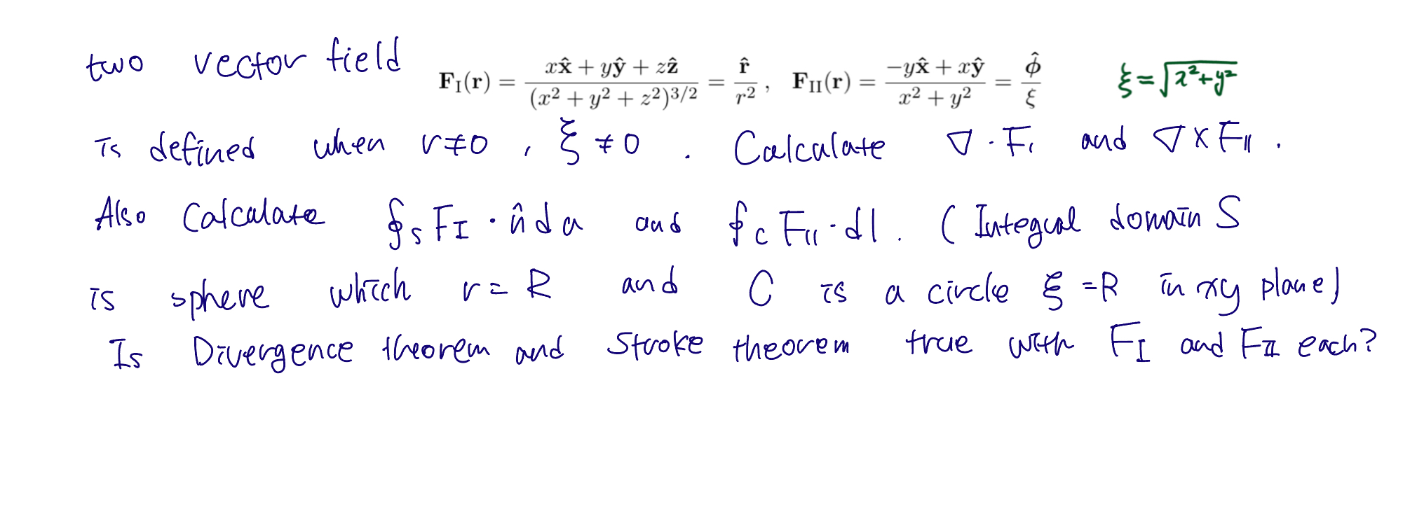 Solved two vecfor field | Chegg.com