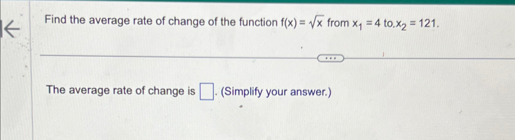 Solved Find the average rate of change of the function | Chegg.com