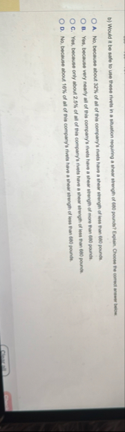 Solved b) ﻿Would it be safe to use these rivets in a | Chegg.com