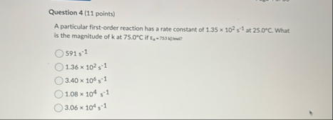 Solved Question 4 (11 ﻿points)A particular first-order | Chegg.com