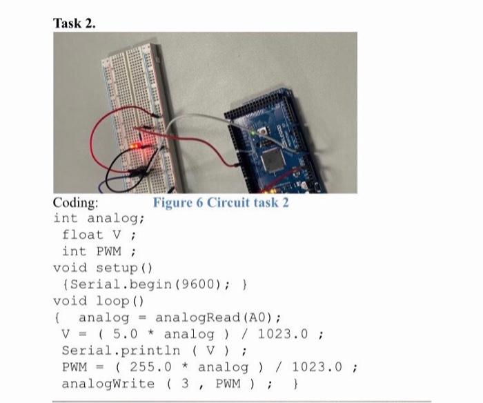 Solved Task 2. Coding: Figure 6 Circuit task 2 int analog: | Chegg.com