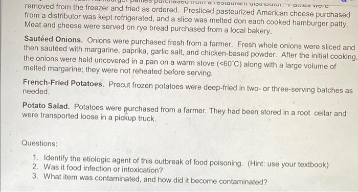 Solved Case Study II: An Outbreak of Food Poisoning | Chegg.com