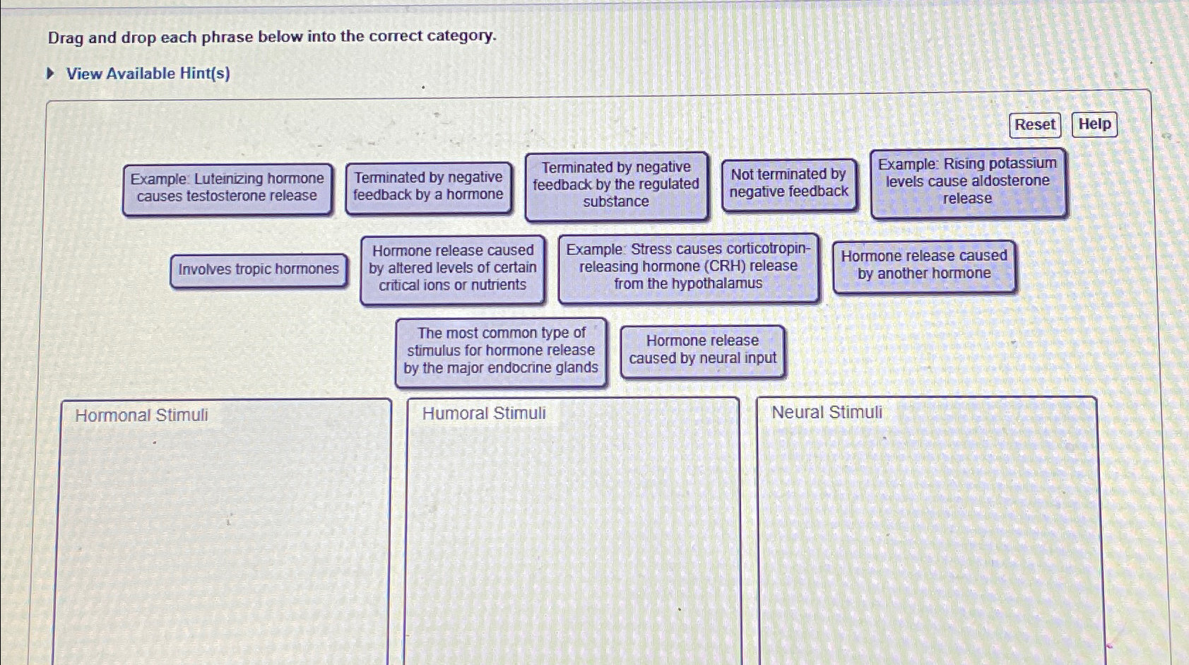 Drag and drop each phrase below into the correct | Chegg.com