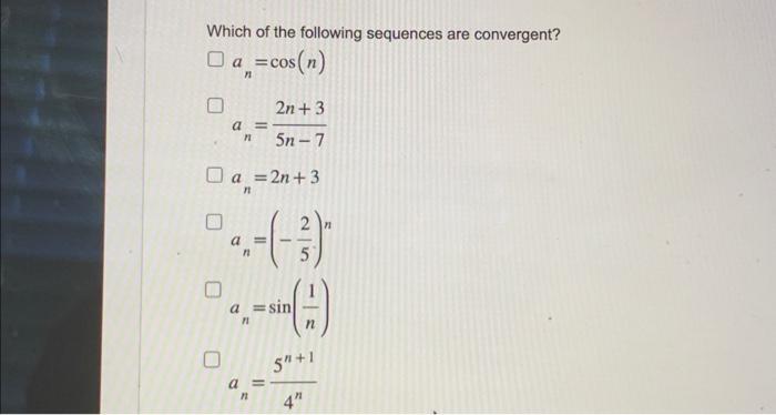 Solved Match the sequence to its general nth term. Assume n | Chegg.com