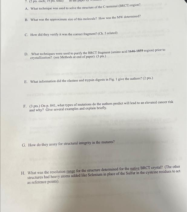 Solved A. What technique was used to solve the structure of | Chegg.com