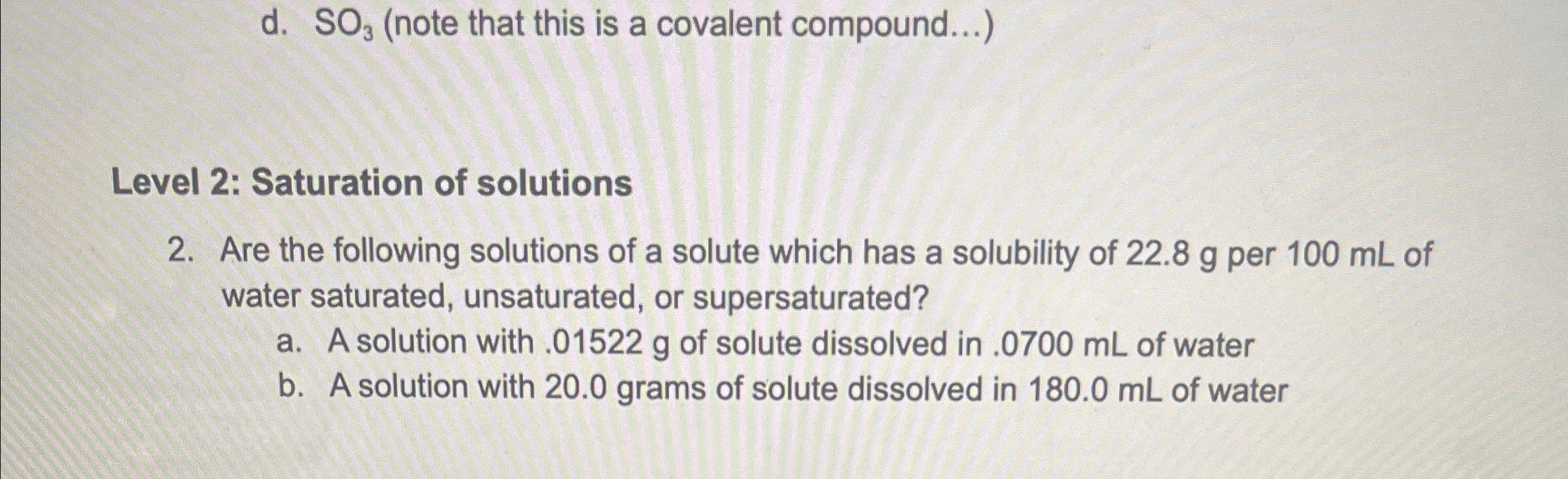 Solved d. SO3 (note that this is a covalent | Chegg.com