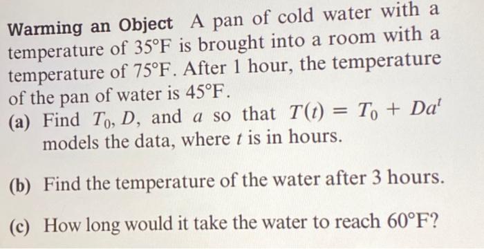 Solved Warming an Object A pan of cold water with a | Chegg.com