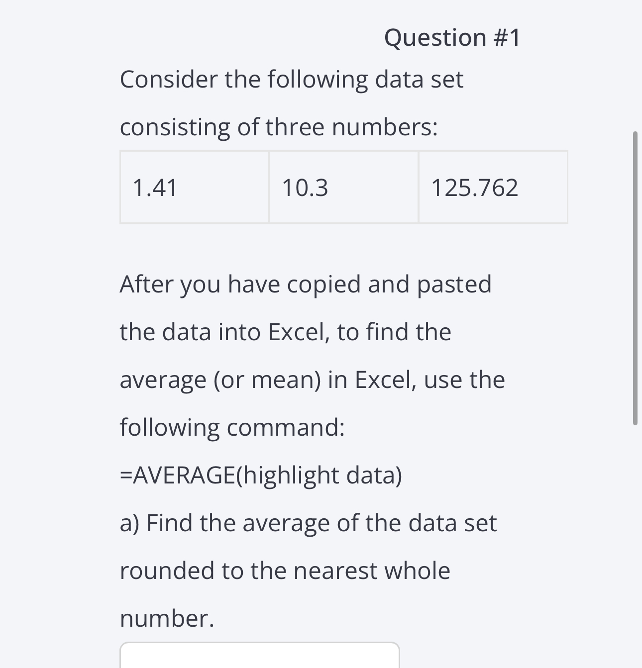Solved Consider the following data set consisting of three | Chegg.com