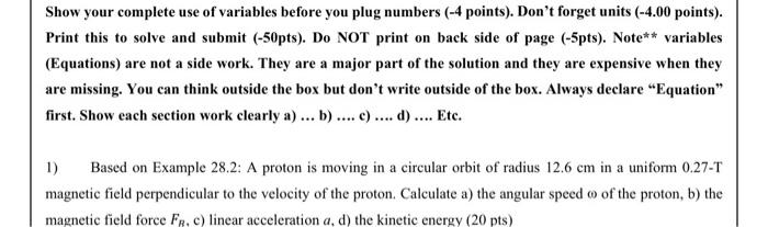 Solved Show your complete use of variables before you plug | Chegg.com
