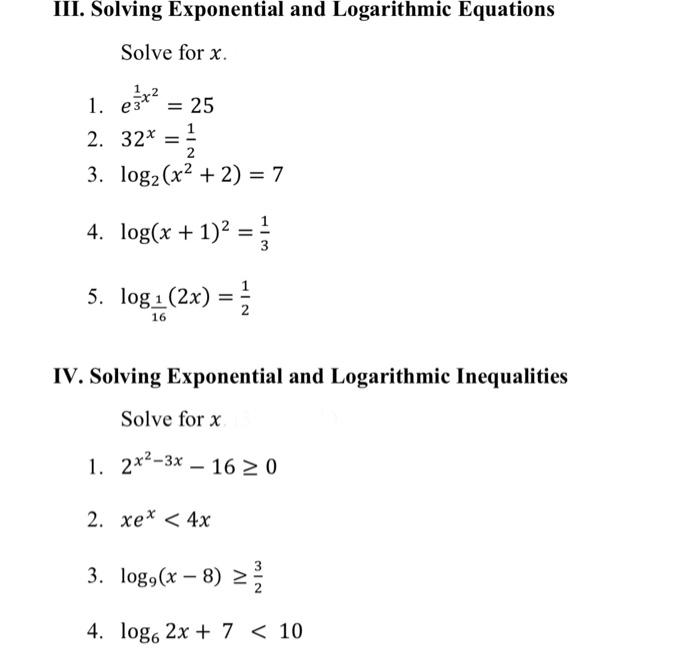 Logarithmic Equation and Inequalities Worksheet: Mastering the Fundamentals