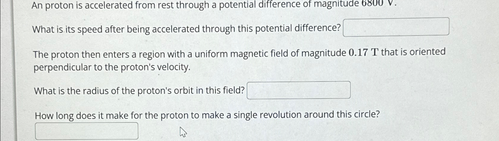 Solved An proton is accelerated from rest through a | Chegg.com