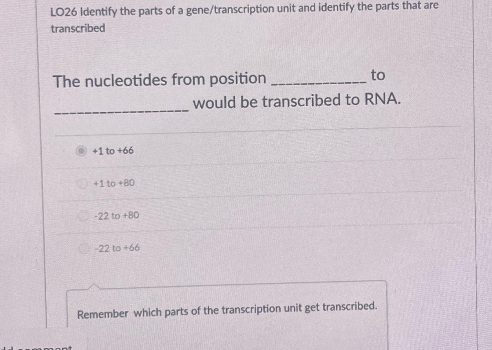 LO26 ﻿Identify the parts of a gene/transcription unit | Chegg.com