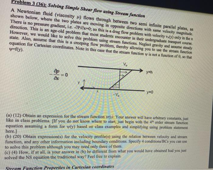 Solved blem 3 (36): Solving Simple Shear flow using Stream | Chegg.com