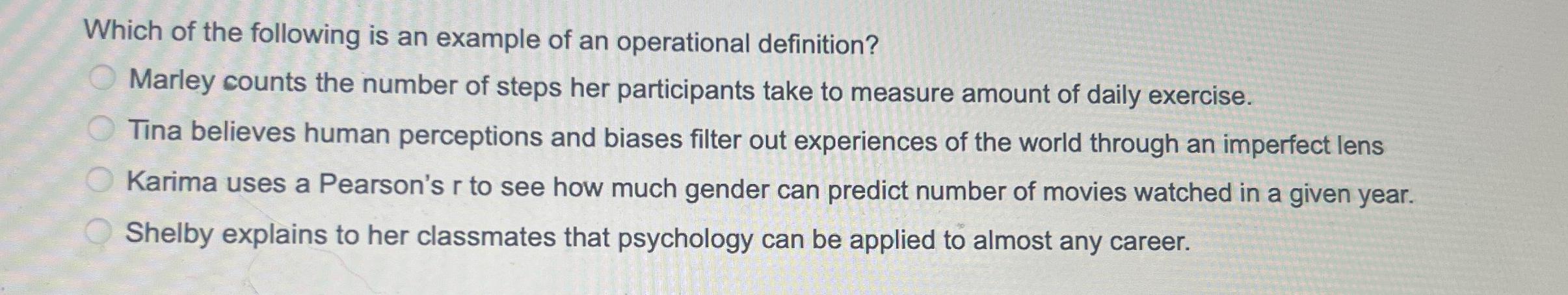 Solved Which of the following is an example of an | Chegg.com