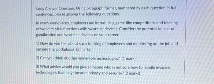 Long Answer Question. Using paragraph format, | Chegg.com