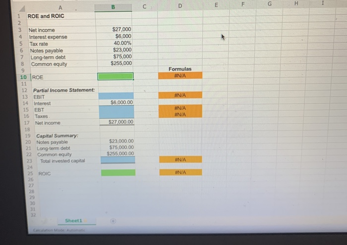 Solved Excel Online Structured Activity: ROE and ROIC Baker | Chegg.com