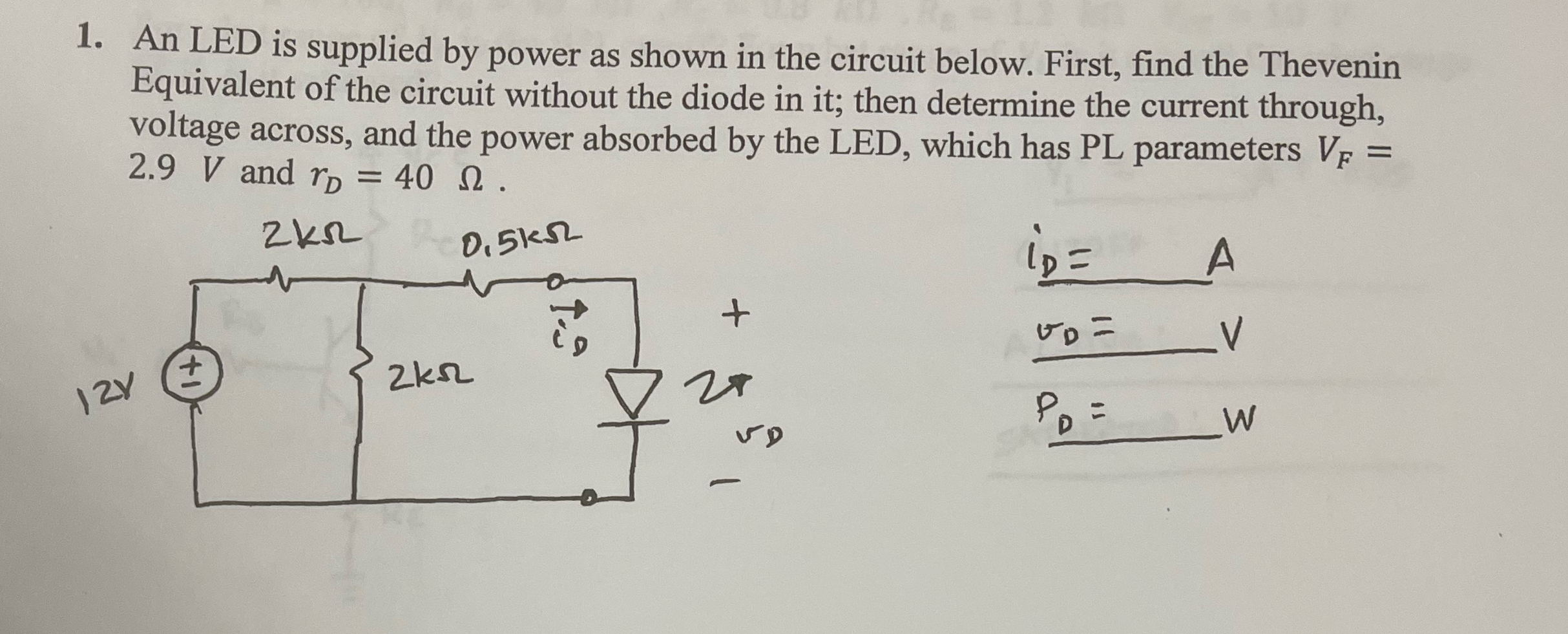 Solved An LED is supplied by power as shown in the circuit | Chegg.com