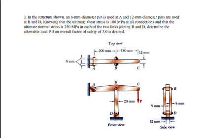 Solved In the structure shown, an 8-mm-diameter pin is used | Chegg.com