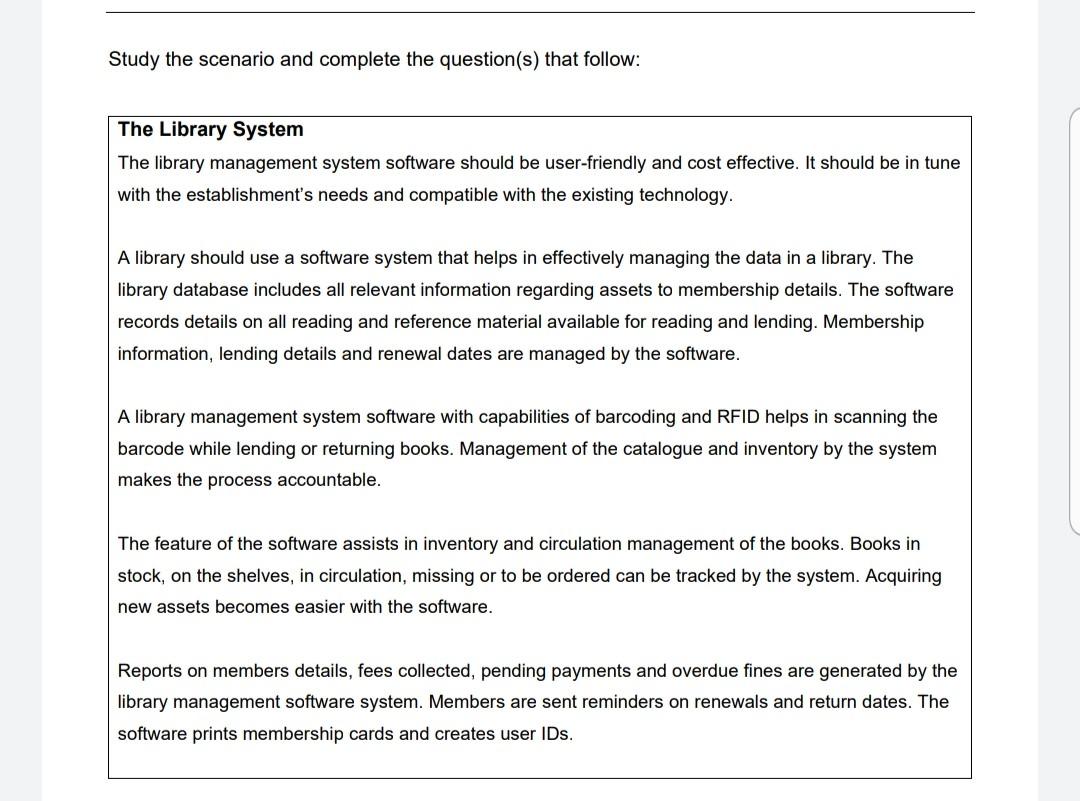Solved Study the scenario and complete the question(s) that | Chegg.com