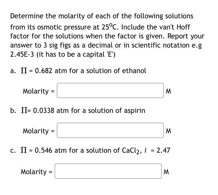 Solved Determine the molarity of each of the following | Chegg.com