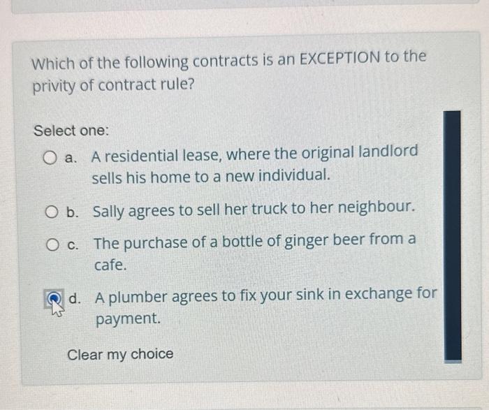 Solved Which of the following contracts is an EXCEPTION to | Chegg.com