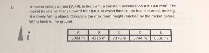 Solved A rocket initially at rest (V.0), is fired with a | Chegg.com