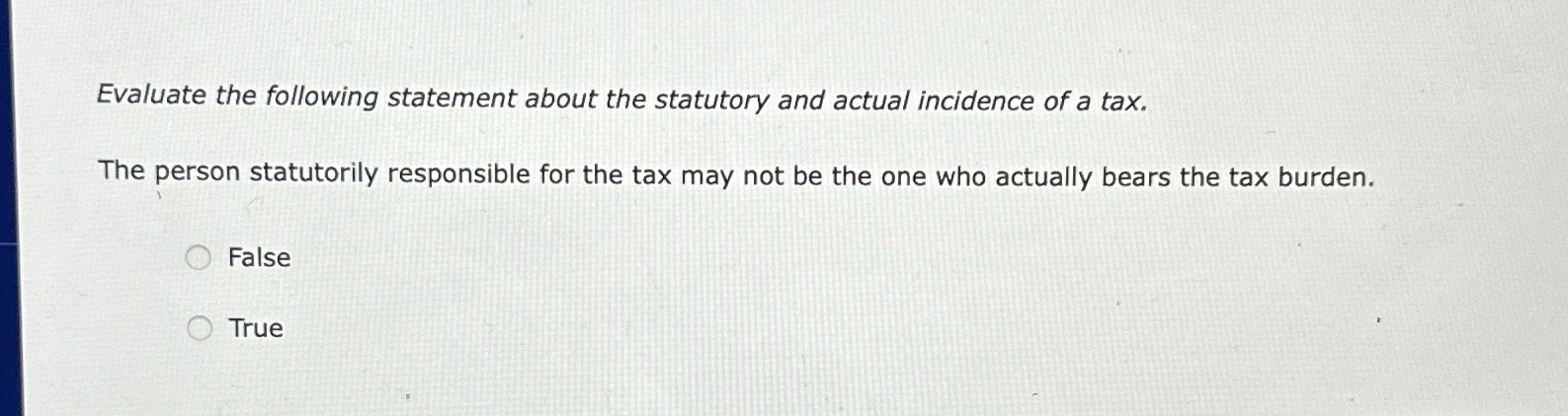 Solved Evaluate the following statement about the statutory | Chegg.com