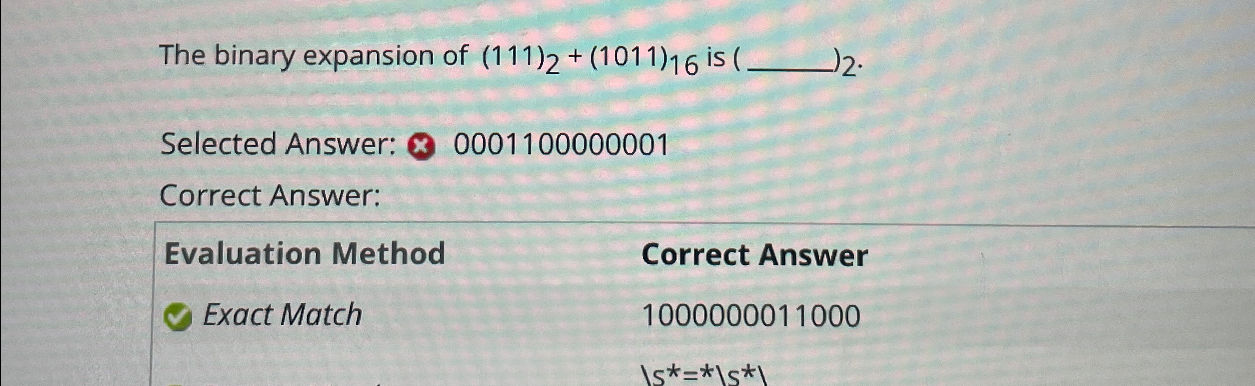 Solved The binary expansion of (111)2+(1011)16 ﻿is .Selected | Chegg.com