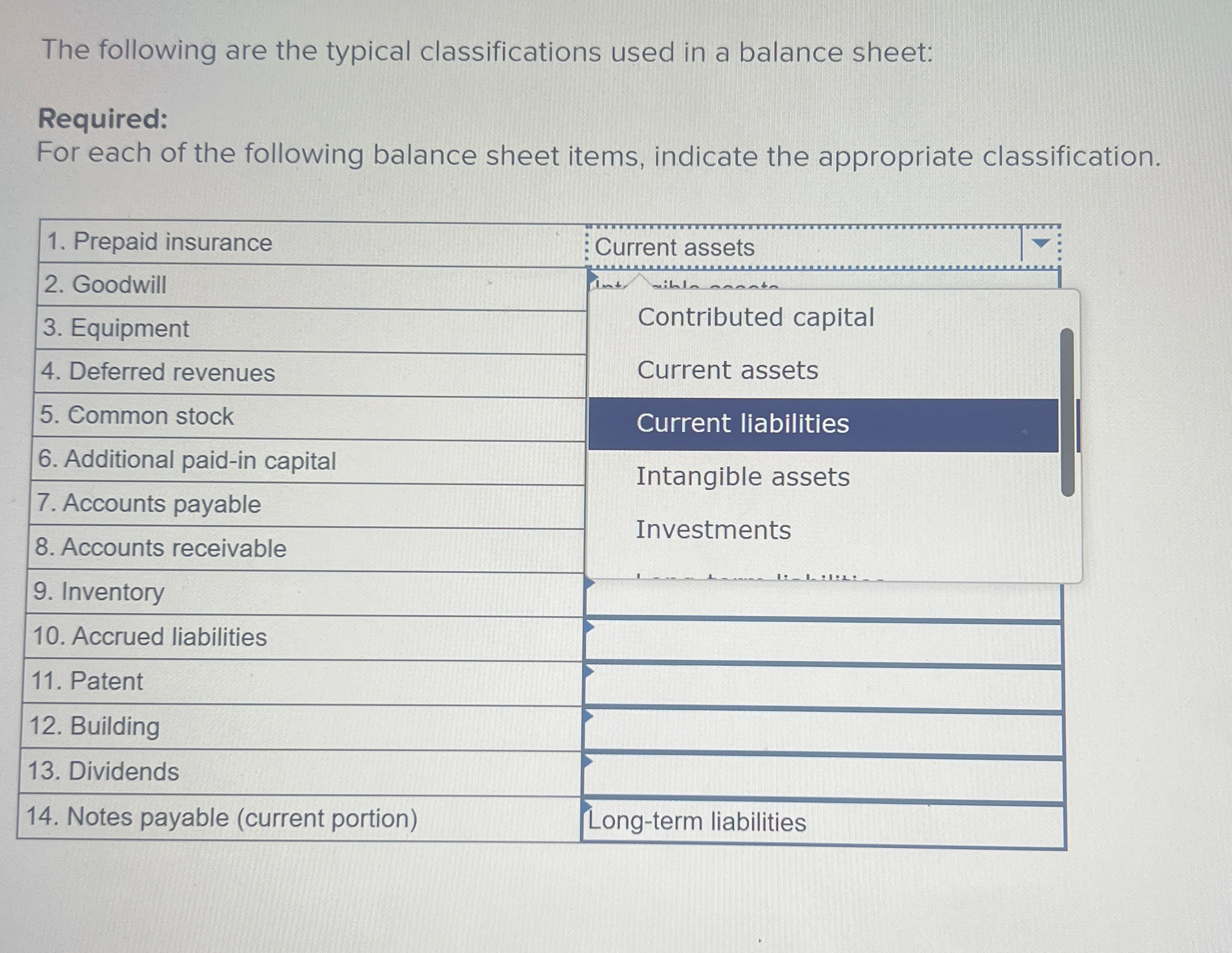 Solved The following are the typical classifications used in | Chegg.com