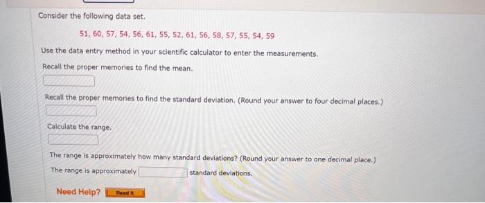 Solved Consider the following data set. | Chegg.com