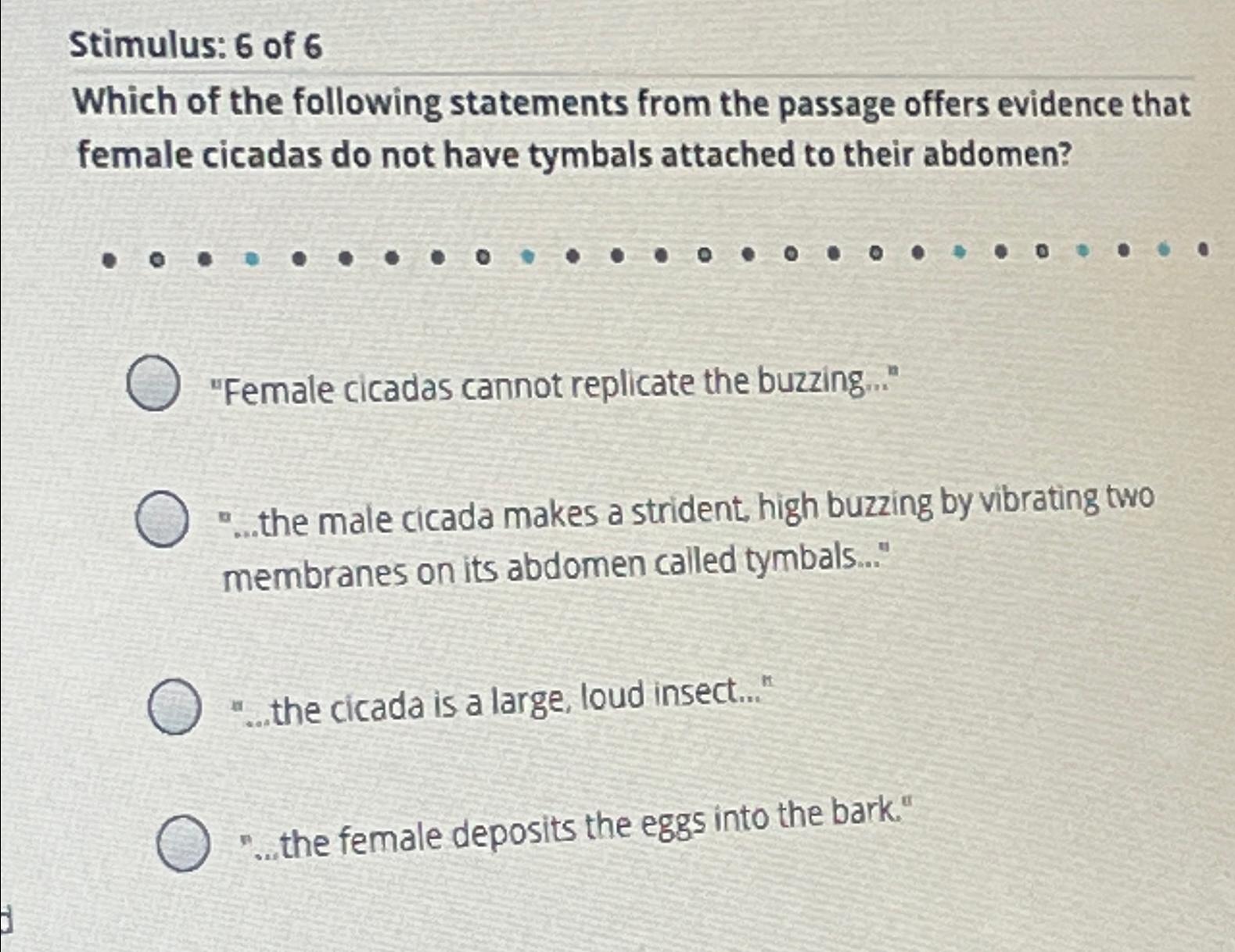 Solved Stimulus: 6 ﻿of 6Which of the following statements | Chegg.com