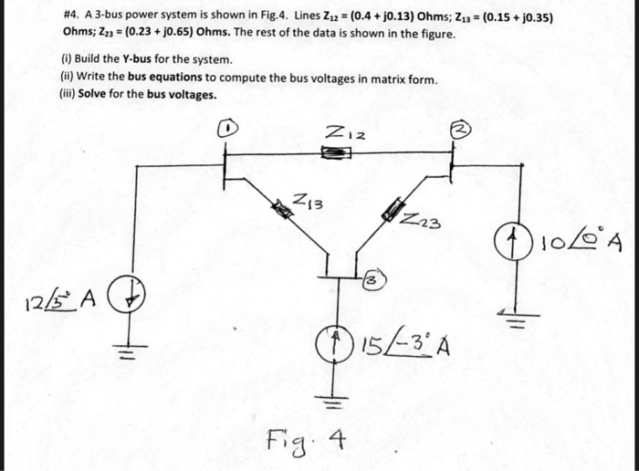 Solved #4. A 3-bus power system is shown in Fig. 4. Lines | Chegg.com