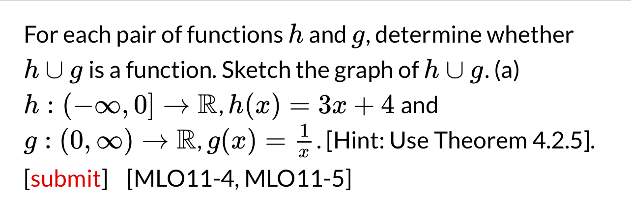 Solved For each pair of functions h ﻿and g, ﻿determine | Chegg.com