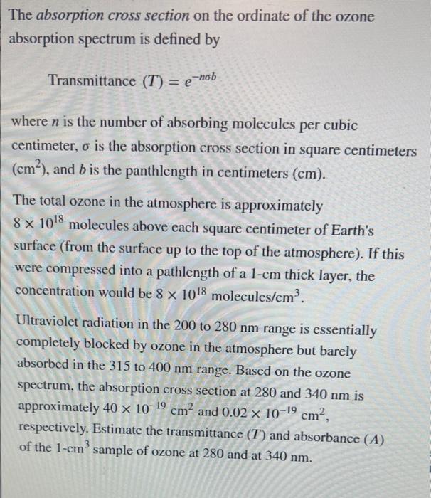 Solved The absorption cross section on the ordinate of the | Chegg.com