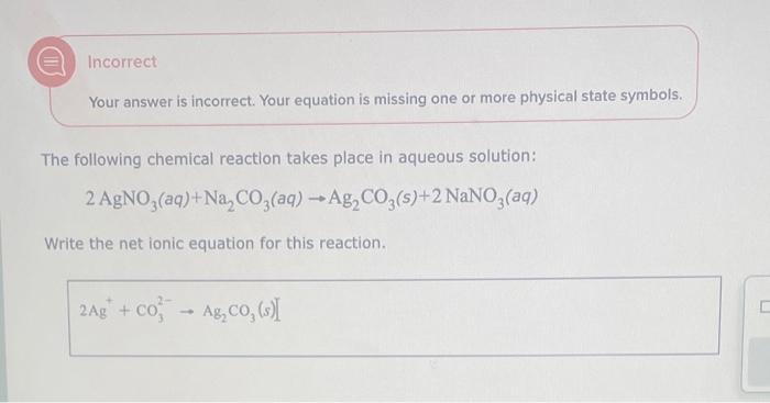 Solved Incorrect Your answer is incorrect. Your equation is | Chegg.com