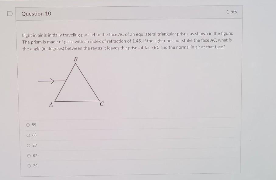 Solved Question 10 1 pts Light in air is initially traveling | Chegg.com