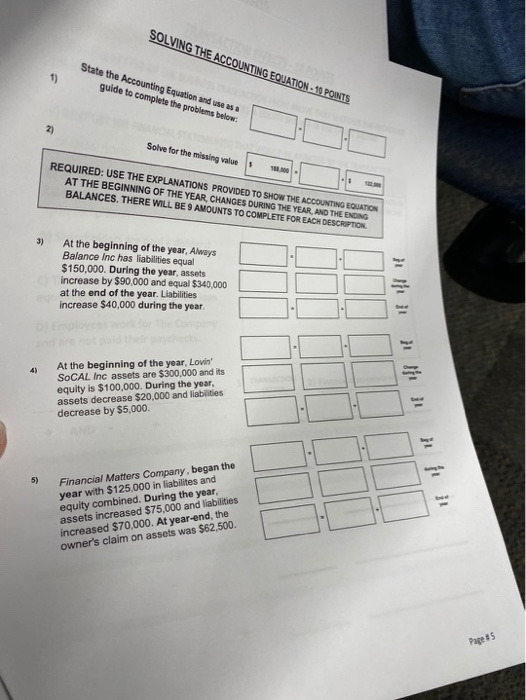 Solved SOLVING THE ACCOUNTING EQUATION - 10 POINTS State the | Chegg.com