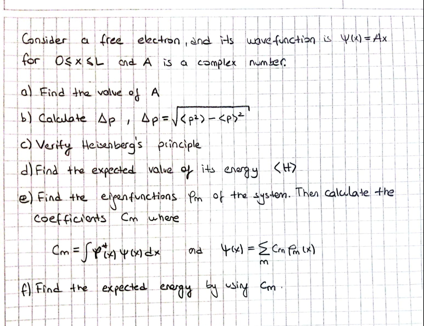 Solved Consider a free electron, and its wavefunction is | Chegg.com