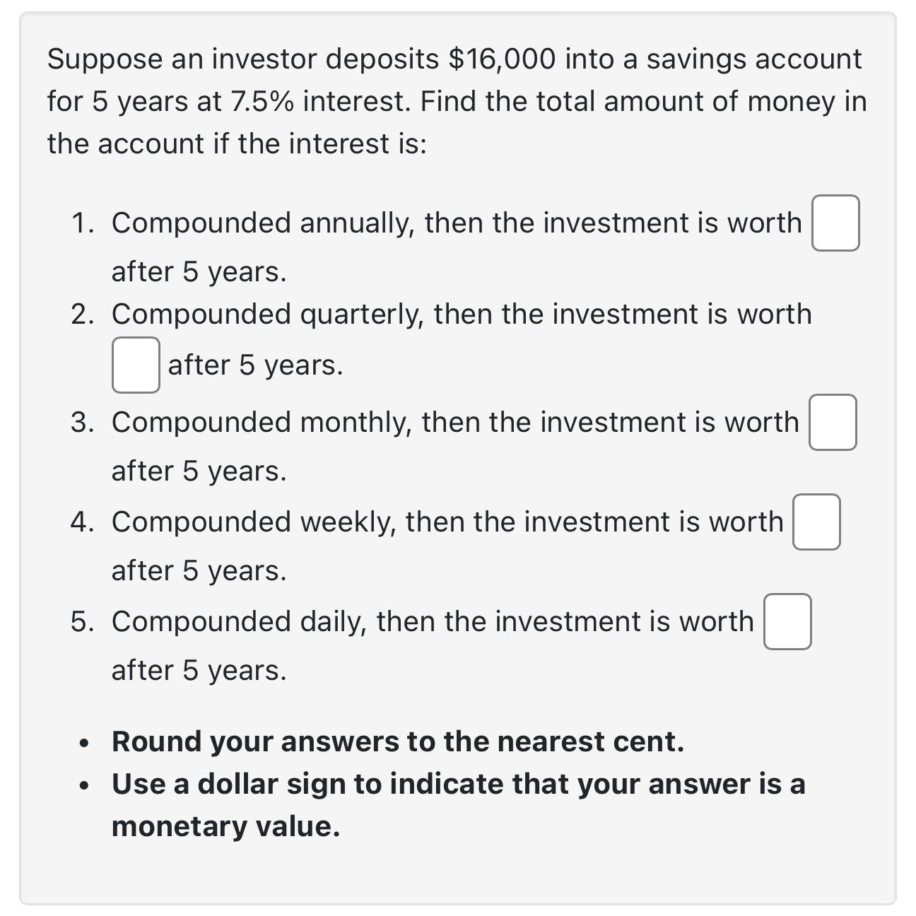 Solved Suppose an investor deposits $16,000 ﻿into a savings | Chegg.com