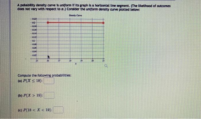 Solved A pobability density curve is uniform if its graph is | Chegg.com