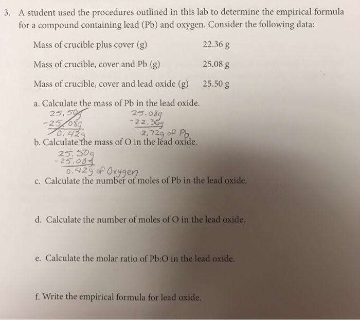 Solved 3. A student used the procedures outlined in this lab | Chegg.com