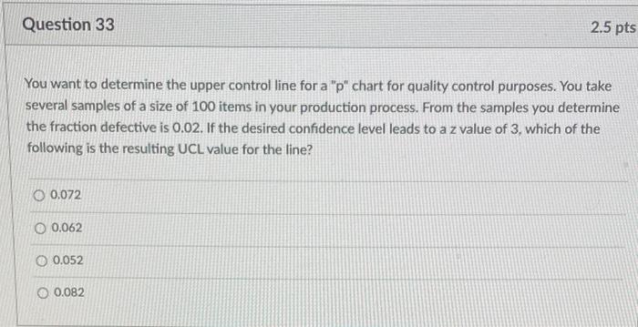Solved You want to determine the upper control line for a " | Chegg.com