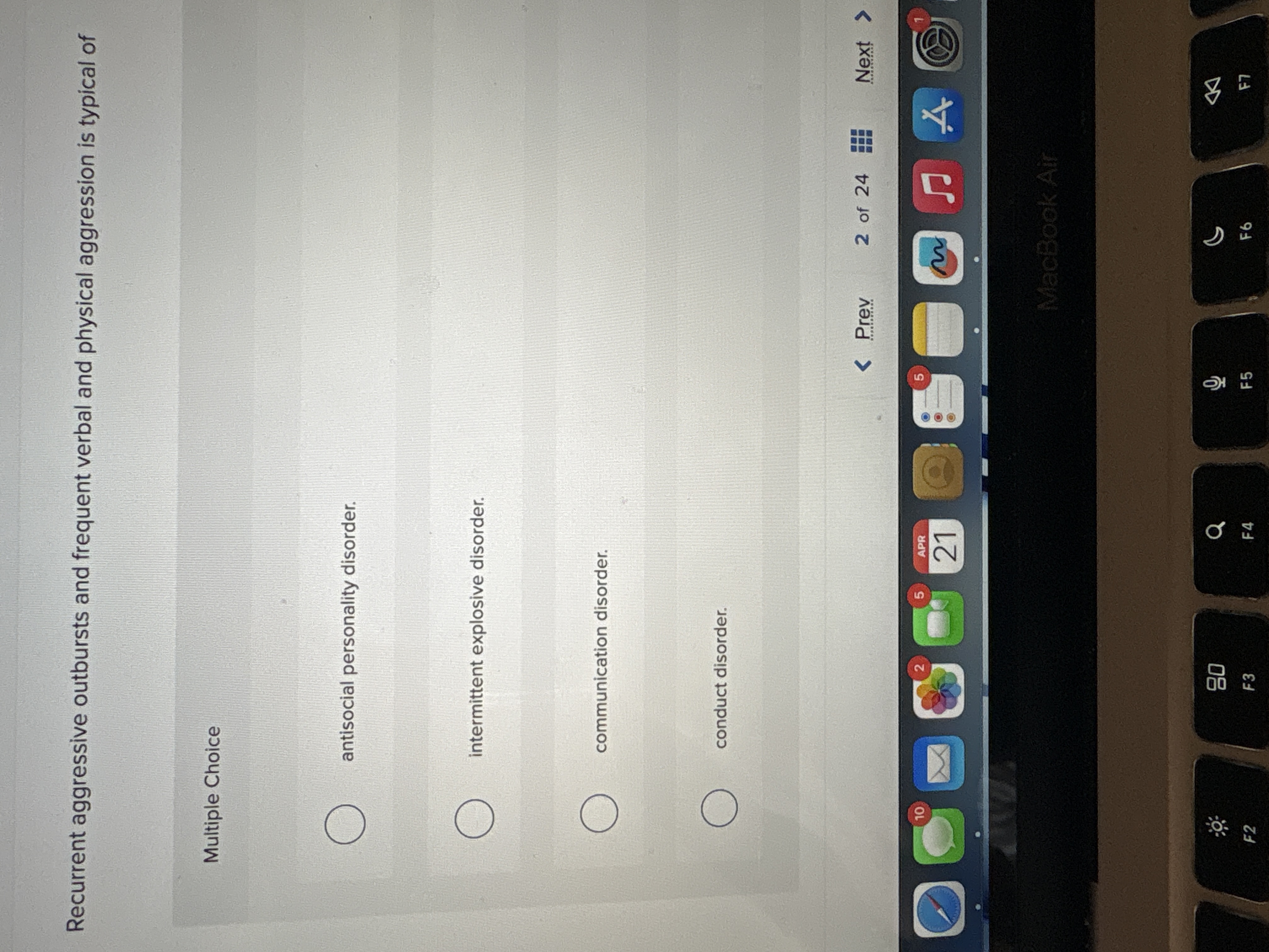 Solved Recurrent aggressive outbursts and frequent verbal | Chegg.com