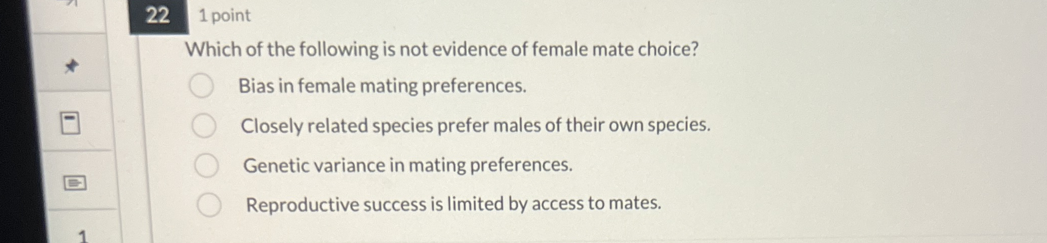 Solved 22 1 ﻿pointWhich of the following is not evidence of | Chegg.com
