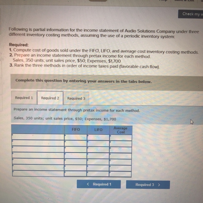 Solved Check my wc Following is partial information for the | Chegg.com