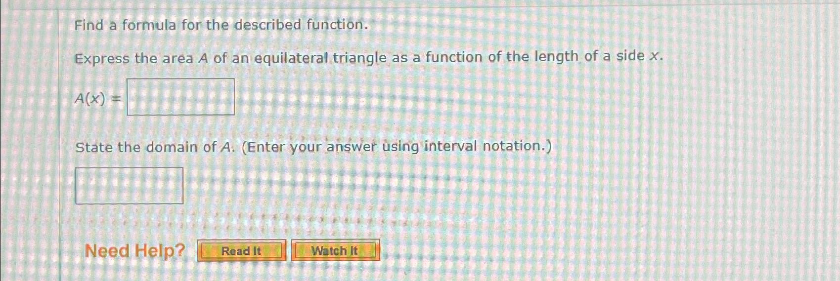 Solved Find a formula for the described function.Express the | Chegg.com