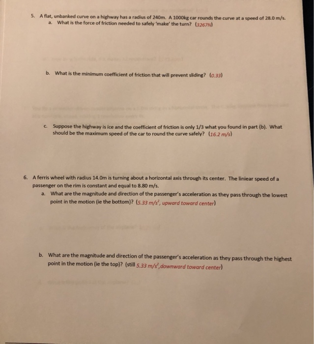 Solved 5. A flat, unbanked curve on a highway has a radius | Chegg.com
