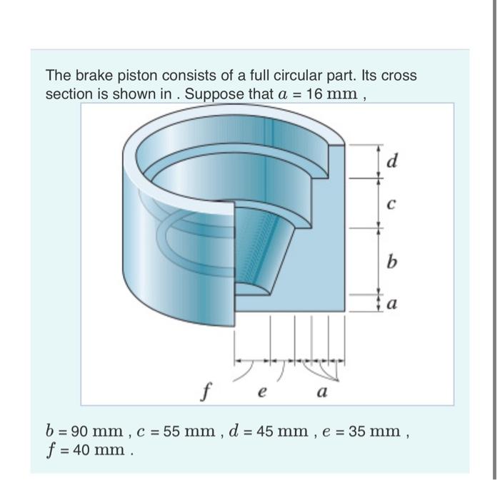 Solved The brake piston consists of a full circular part. | Chegg.com